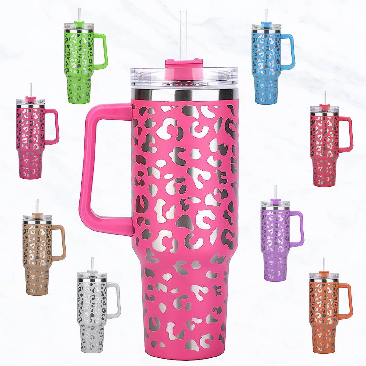 40 oz, Stainless Steel Laser-Cut Leopard Tumbler | Koal Creek Designs