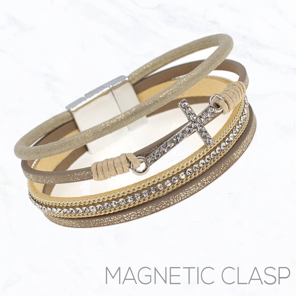 Cross Leather Magnetic Clasp Bracelet | Koal Creek Designs