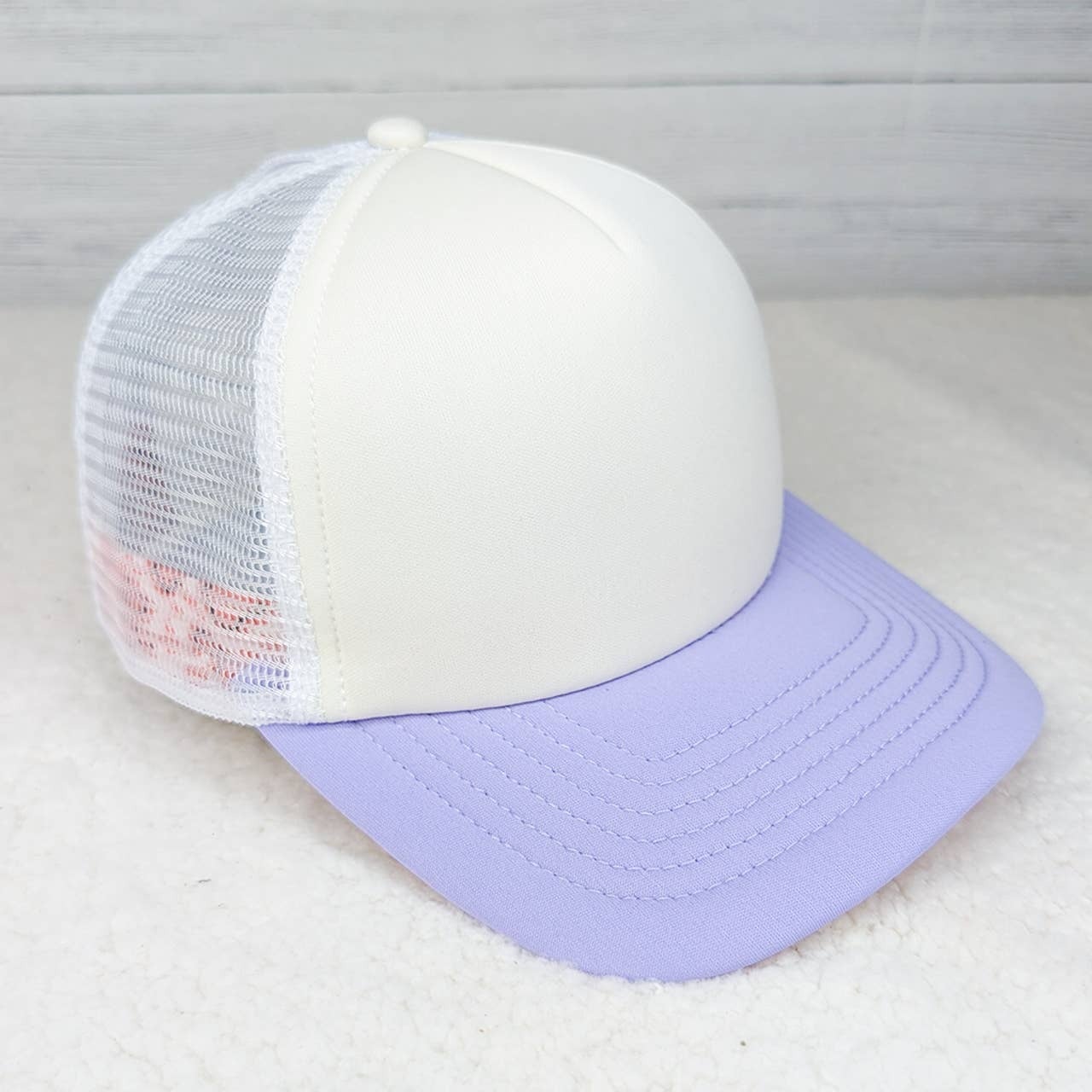 Ivory Lavender Smiley Foam Trucker Hat | Koal Creek Designs